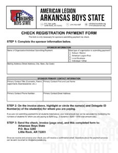 2024 Check Payment Form | Arkansas Boys State